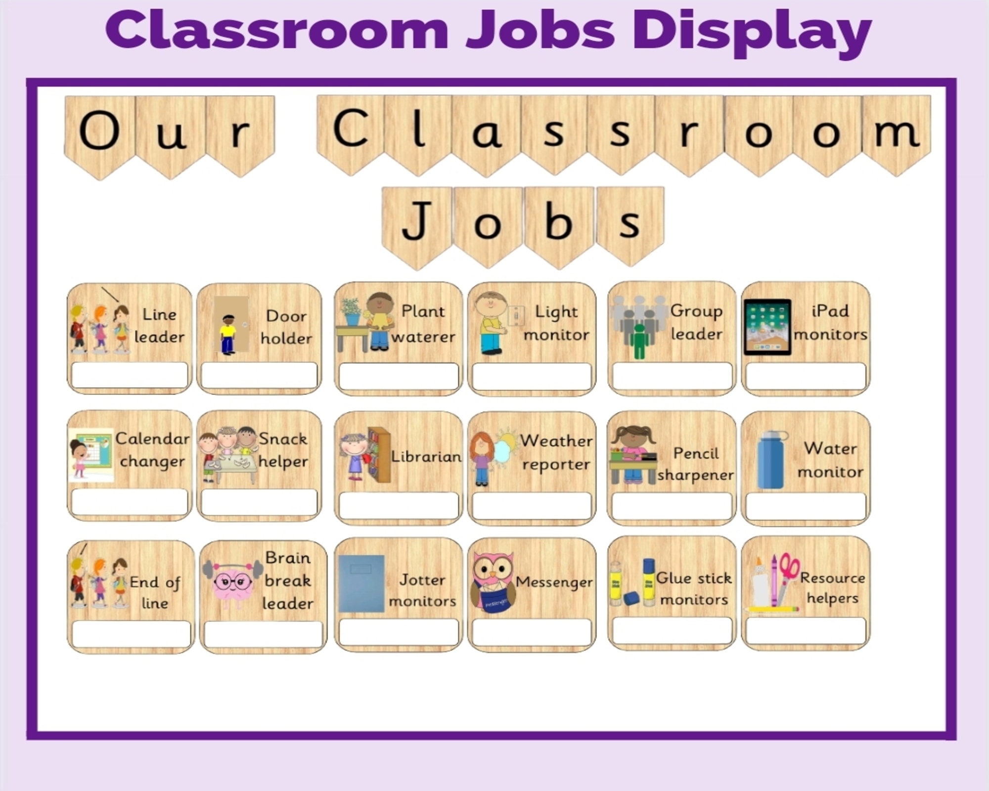 Physical Natural Classroom Jobs Display - Etsy UK