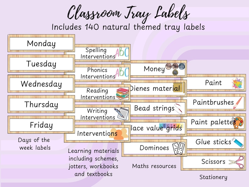 Physical Classroom Tray Labels | Resource Labels | Classroom Resources ...