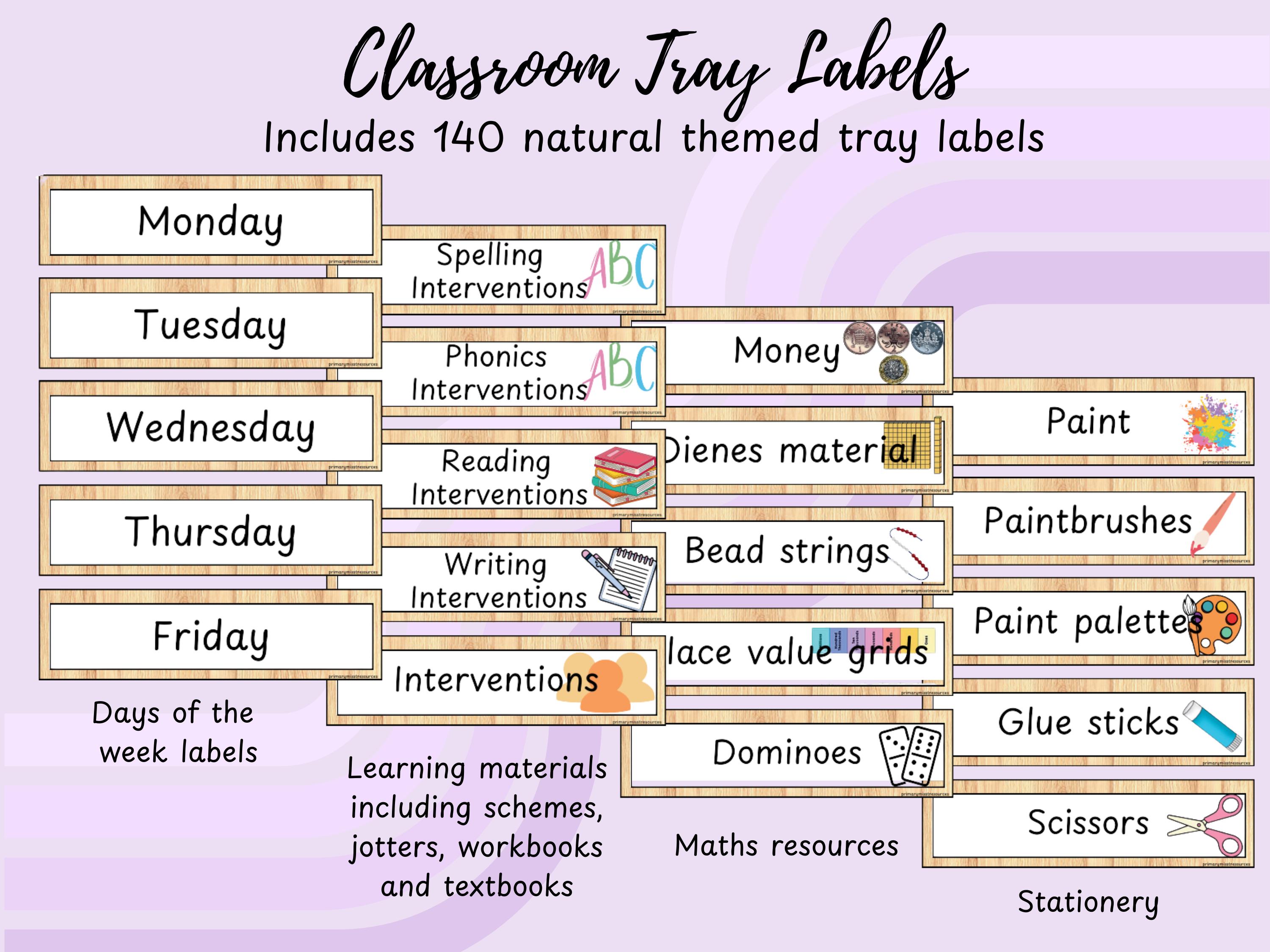 Physical Classroom Tray Labels | Resource Labels | Classroom Resources ...