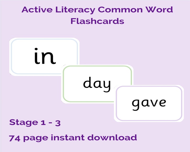 Editable Active Literacy Common Word Flashcards - Etsy