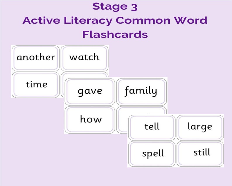 Editable Active Literacy Common Word Flashcards - Etsy