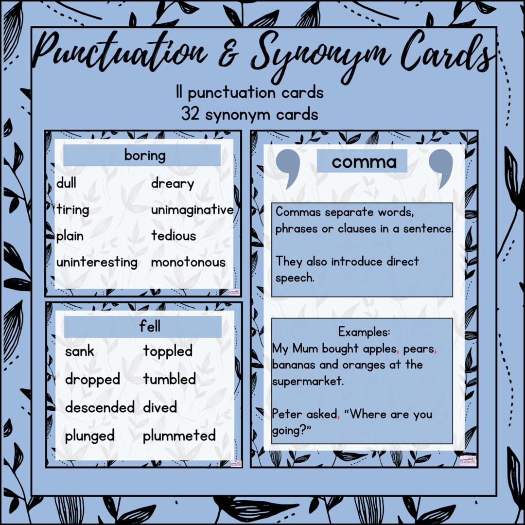 Editable Tropical Punctuation and Synonym Cards | Grammar | Phonics ...