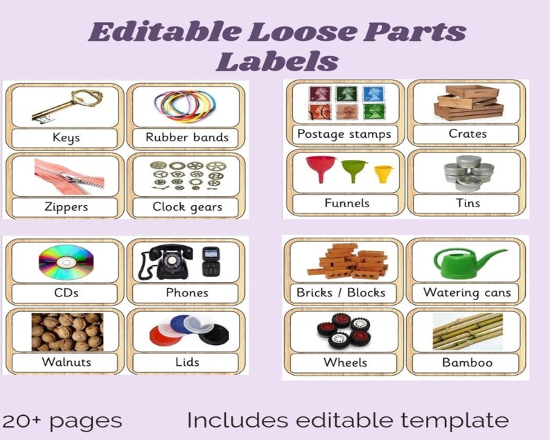 Toy Bin Labels Loose Parts Labels Nursery EYFS Labels - Etsy