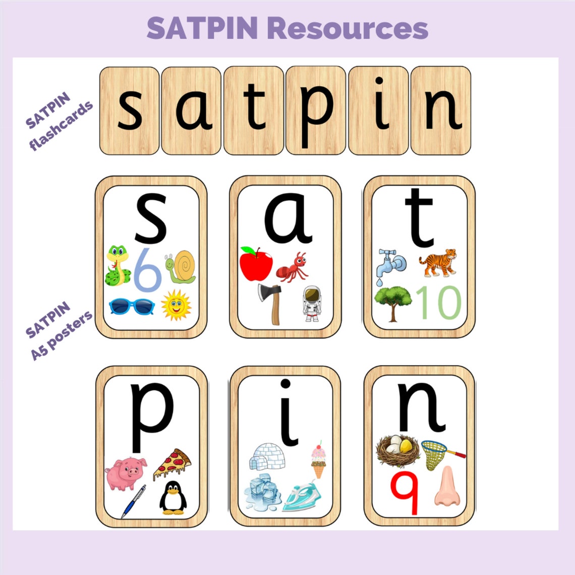 Editable SATPIN Pack With Sound Button Flashcards and Matching Initial ...