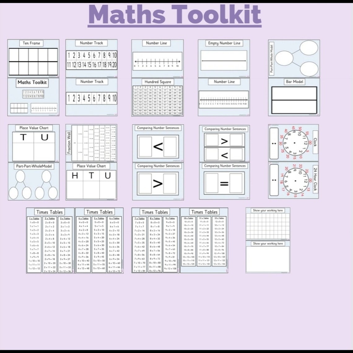Editable Digital Pastel Maths Toolkit A5 Size Ten Frame Number Track ...