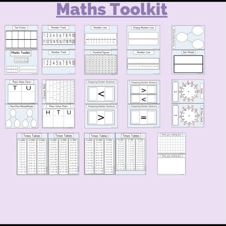 Editable Digital Pastel Maths Toolkit A5 Size Ten Frame Number Track ...