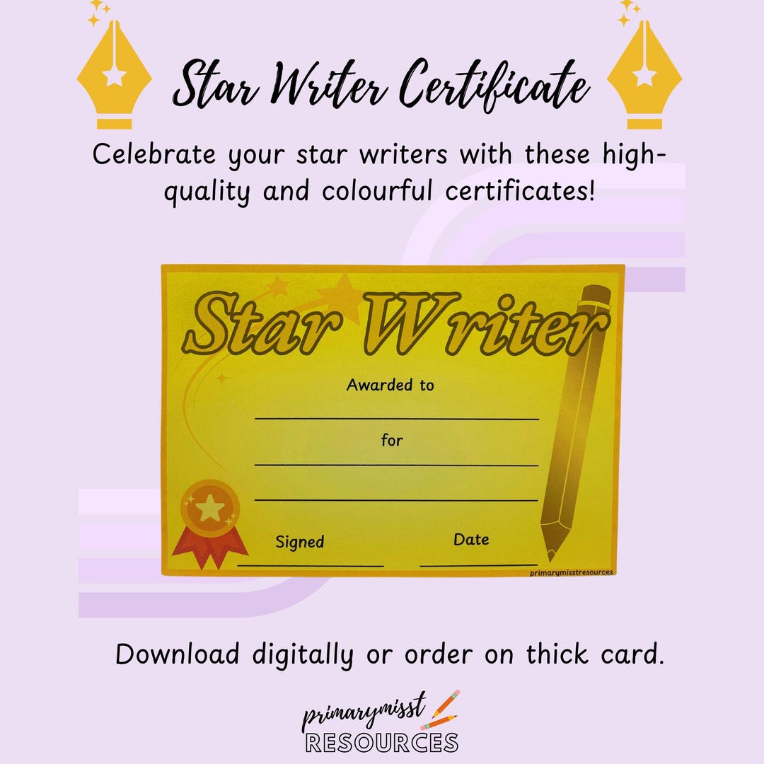 Digital Star Writer Certificate | Primary School Certificates | Primary ...