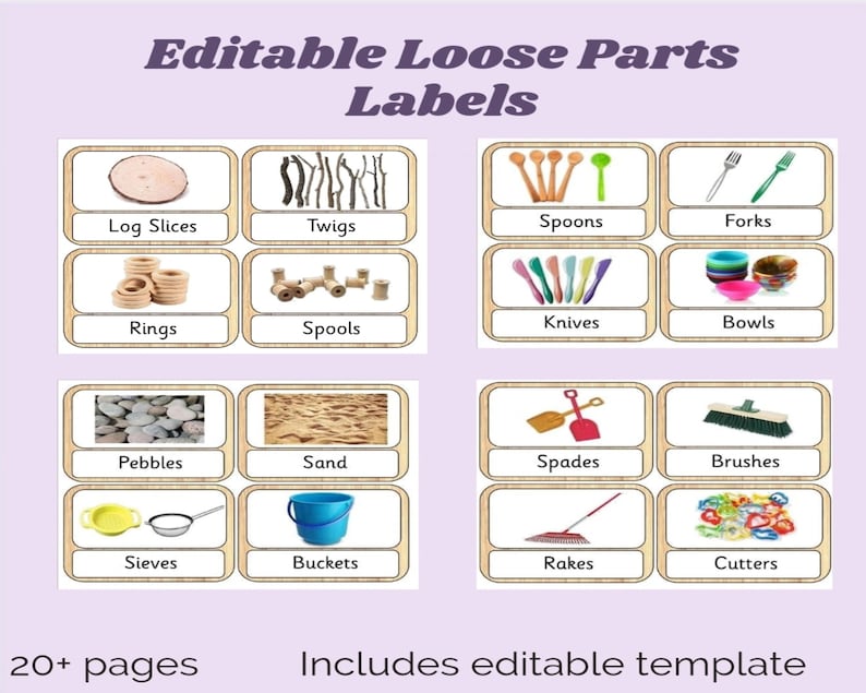 Toy Bin Labels Loose Parts Labels Nursery EYFS Labels - Etsy