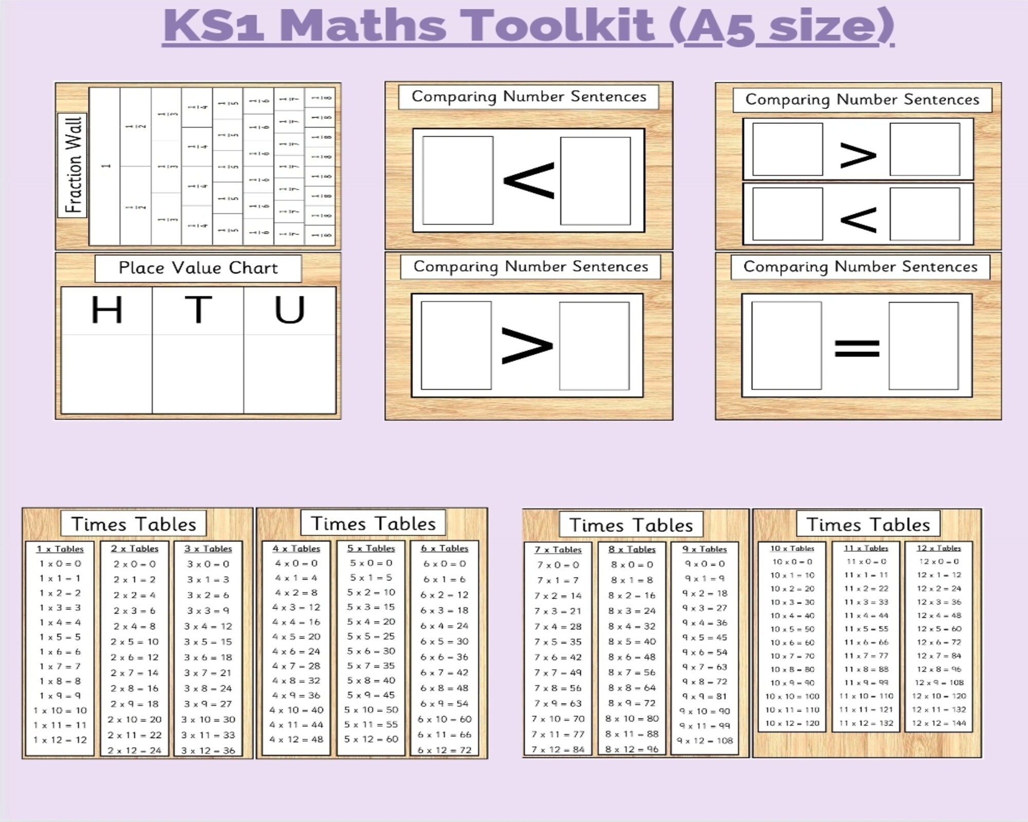 Editable KS1 Maths Toolkit A5 Size Ten Frame Number Track Hundred ...