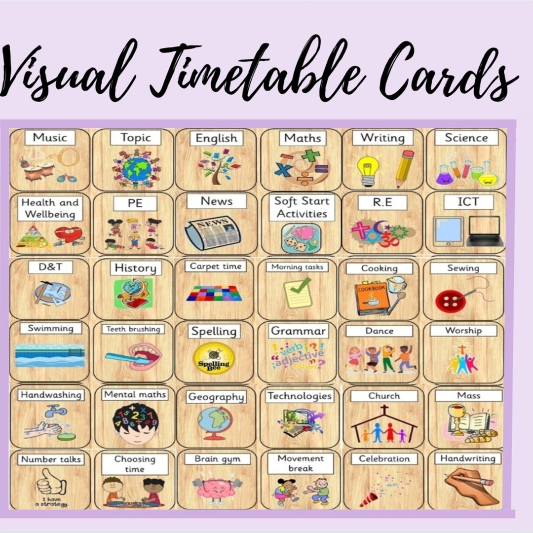 Printed Natural Visual Timetable Cards / School Schedule / Timetable - Etsy