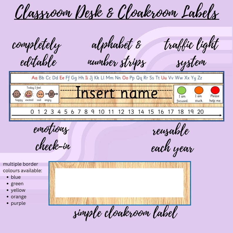 Editable Natural Name Card / Desk Label & Cloakroom Label - Etsy