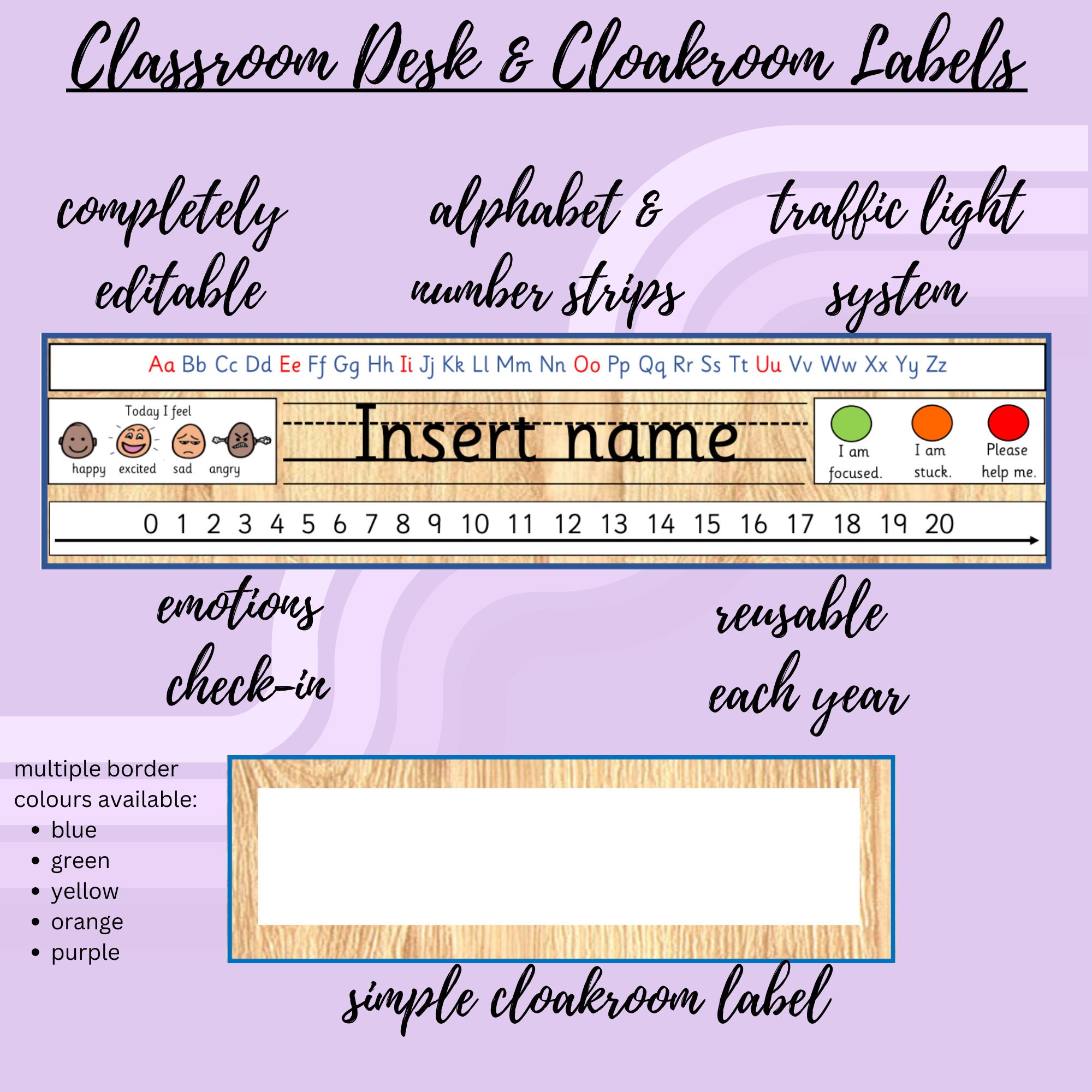 Editable Natural Name Card / Desk Label & Cloakroom Label - Etsy