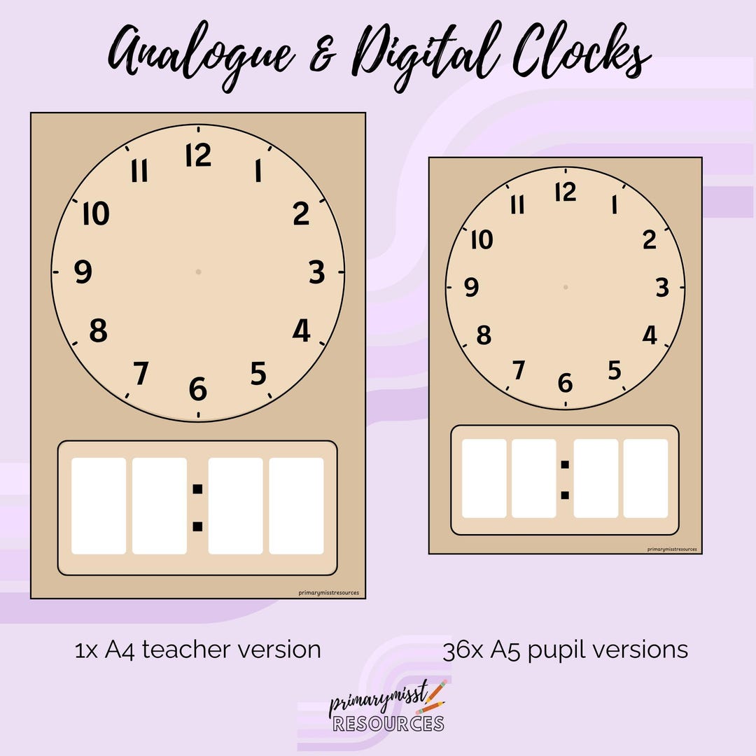 Analogue and Digital Clock Template | Time Activities | Maths Resources ...