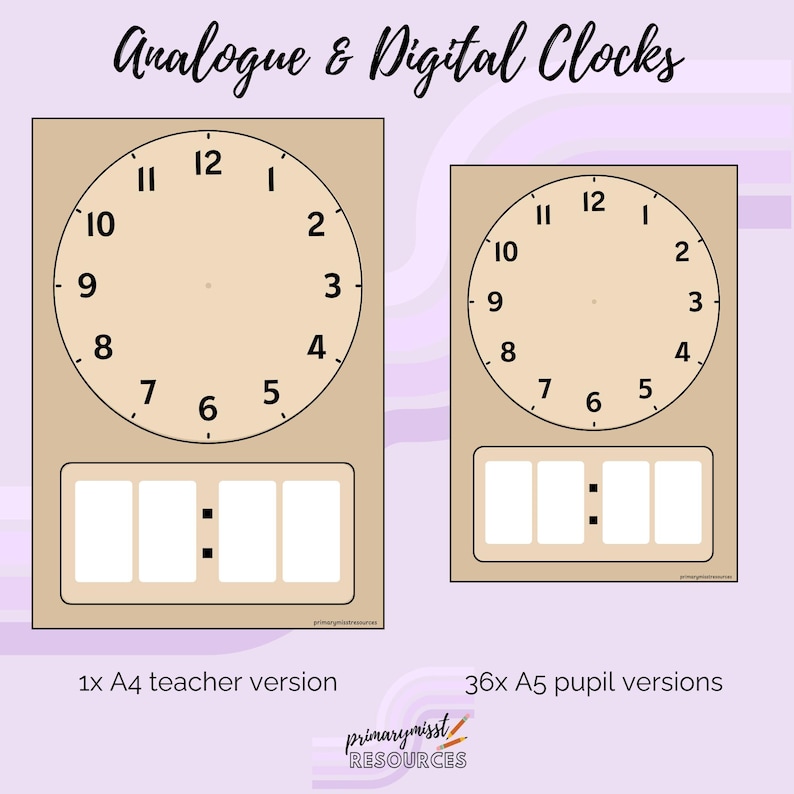 Analogue and Digital Clock Template Time Activities Maths Resources ...