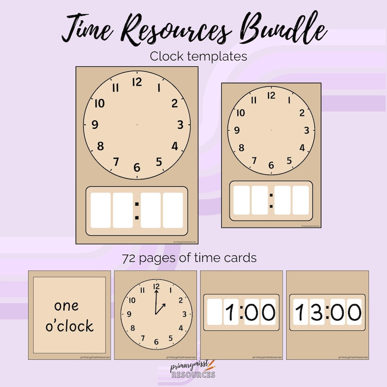 Time Bundle | Clock Templates | Time Cards | Telling Time Activities ...