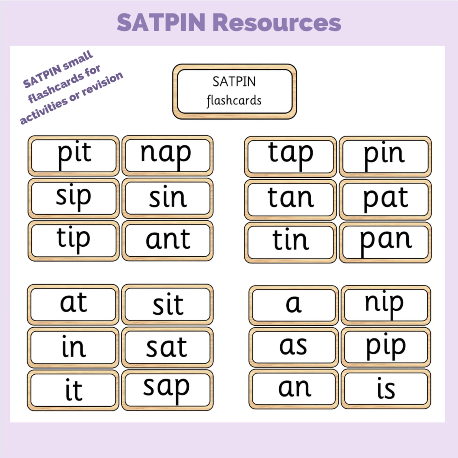 Editable SATPIN Pack With Sound Button Flashcards and Matching Initial ...