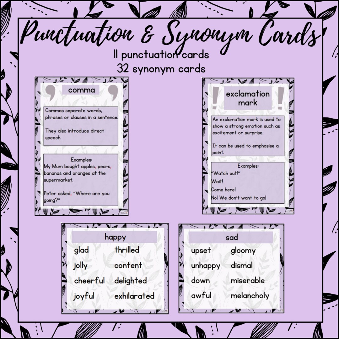 Editable Tropical Punctuation and Synonym Cards | Grammar | Phonics ...