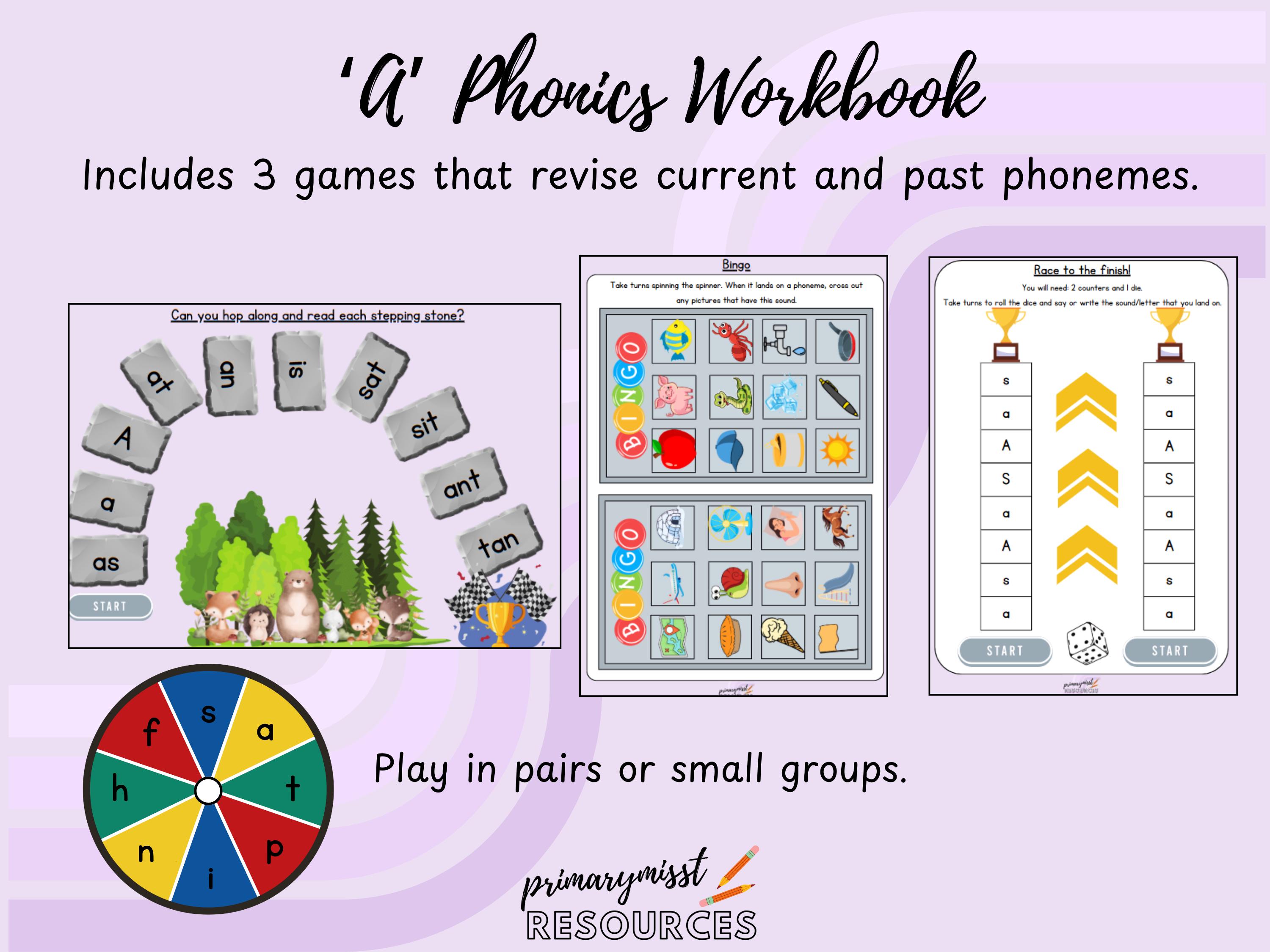 A Phonics Workbook | Phonics Activities | SATPIN | CVC Words | Phonics ...