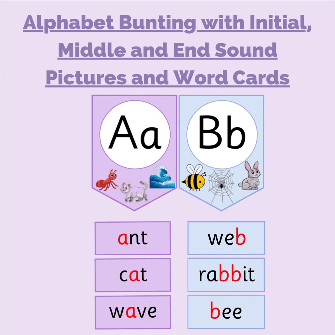 Pastel Alphabet Bunting | First Words | Alphabet Flashcards | - Etsy