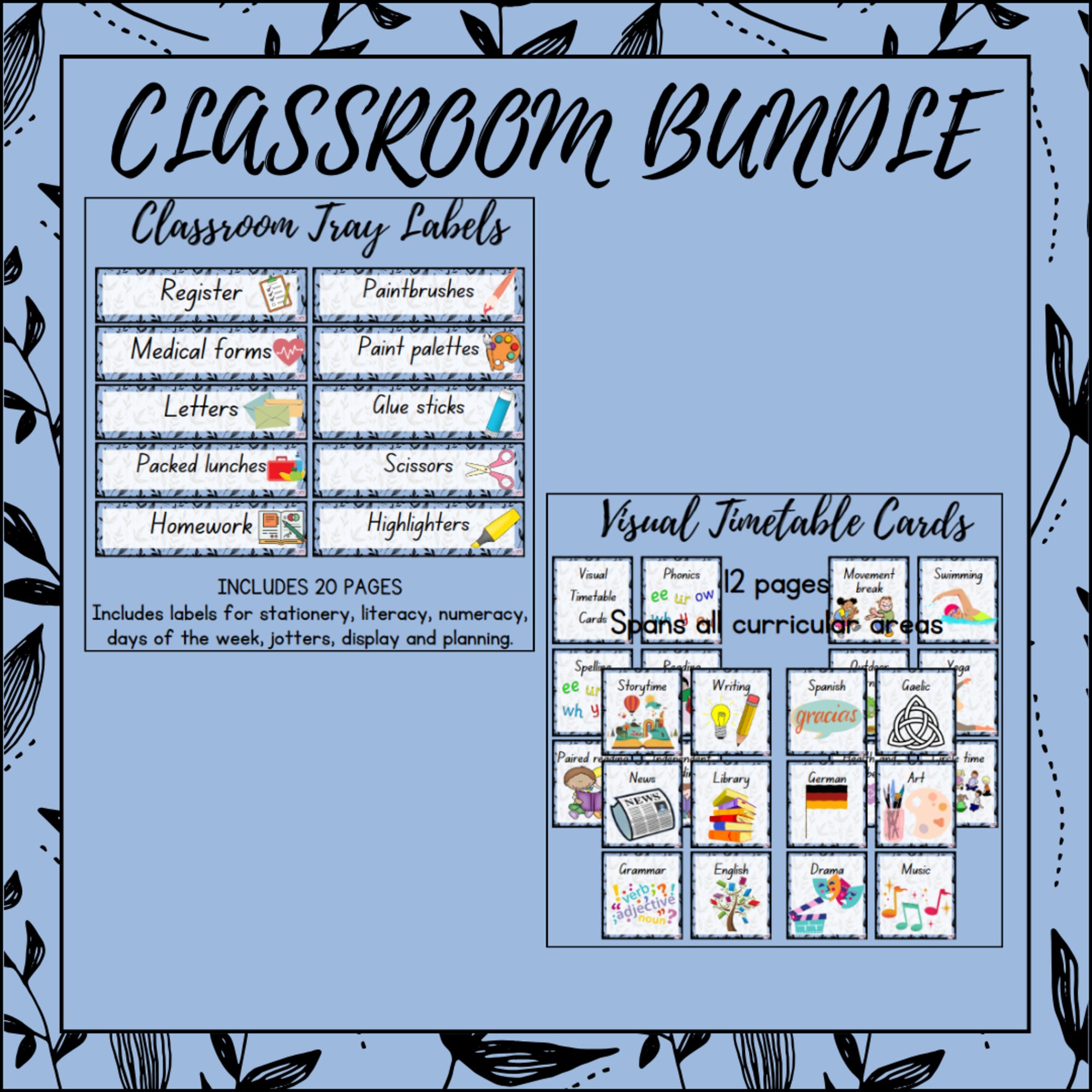CLASSROOM BUNDLE | Visual Timetable | Tray Labels | Tropical Classroom ...