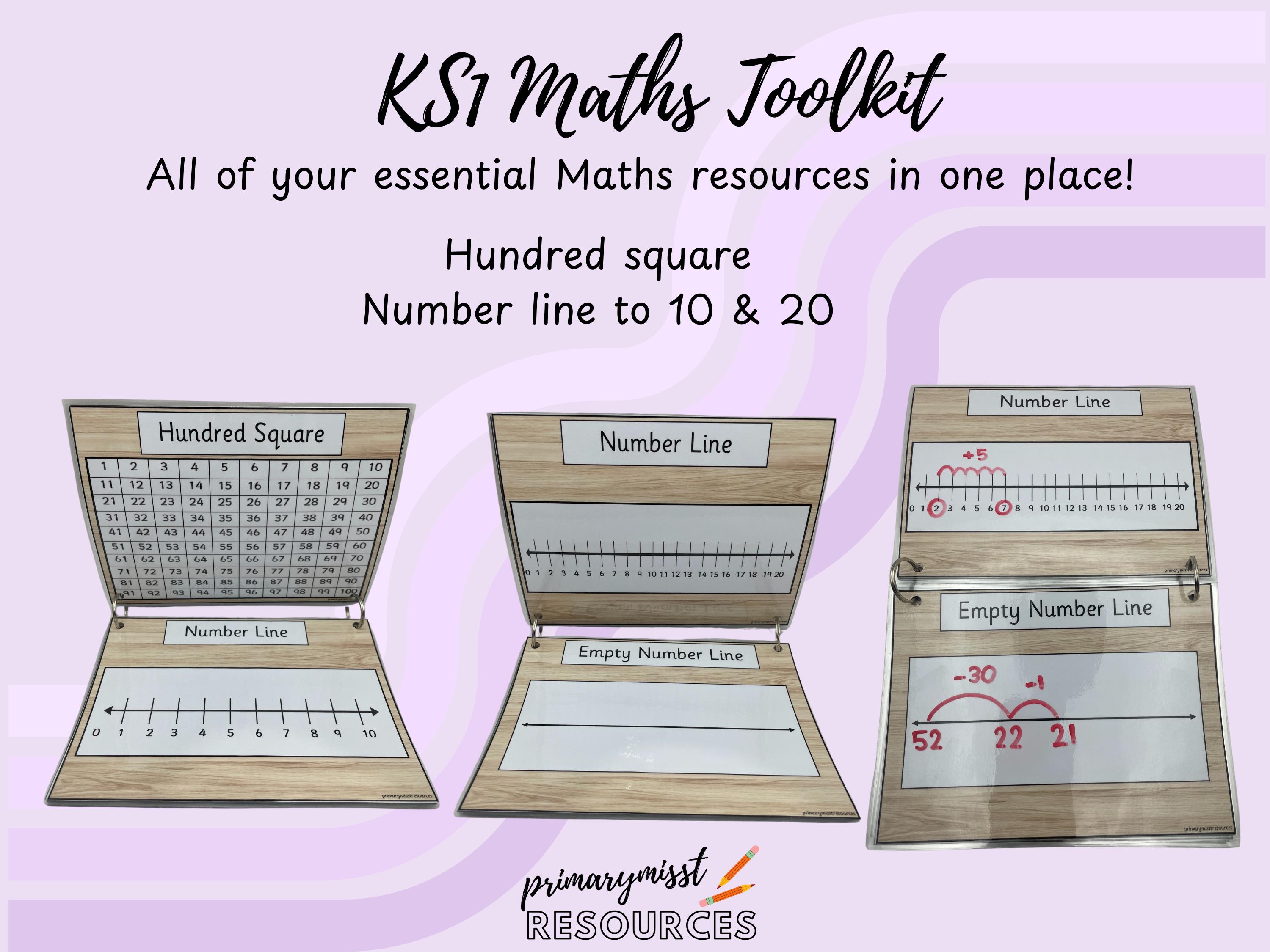 Editable KS1 Maths Toolkit A5 Size Ten Frame Number Track Hundred ...