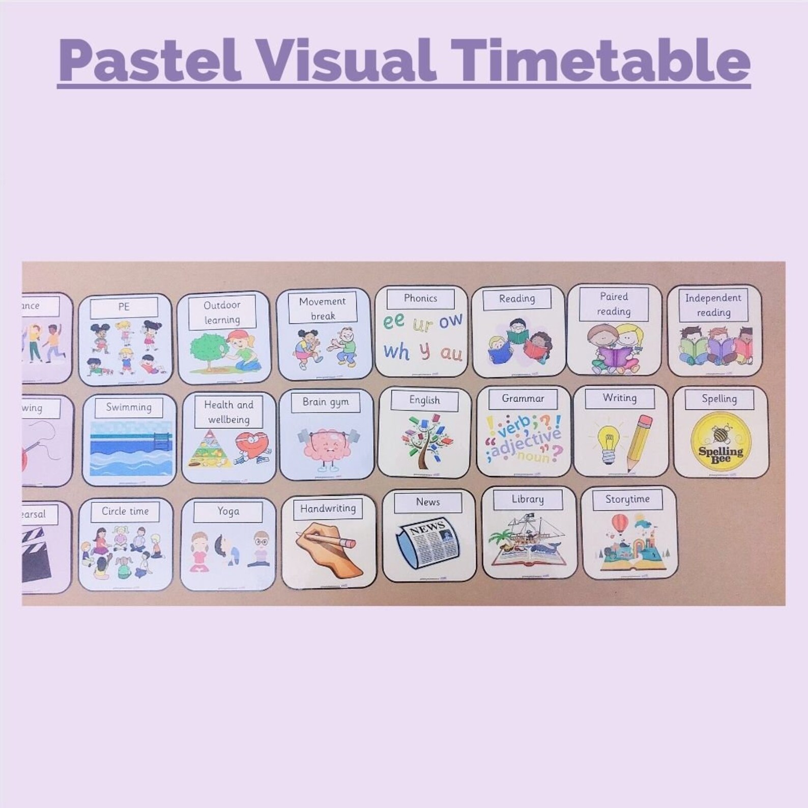 Editable Pastel Visual Timetable Cards - Etsy