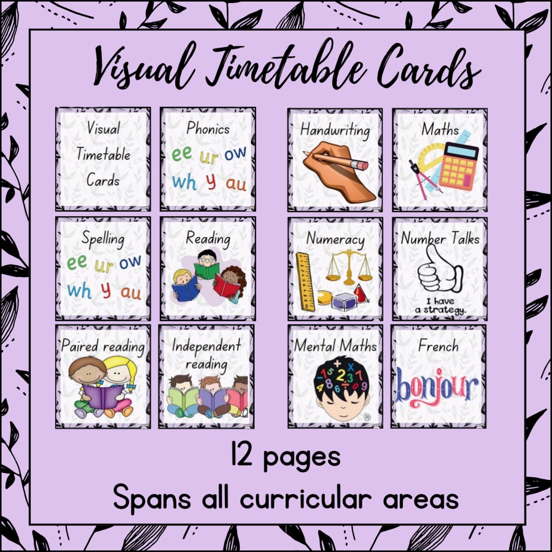 Editable Tropical Visual Timetable Cards | School Schedule | Daily ...
