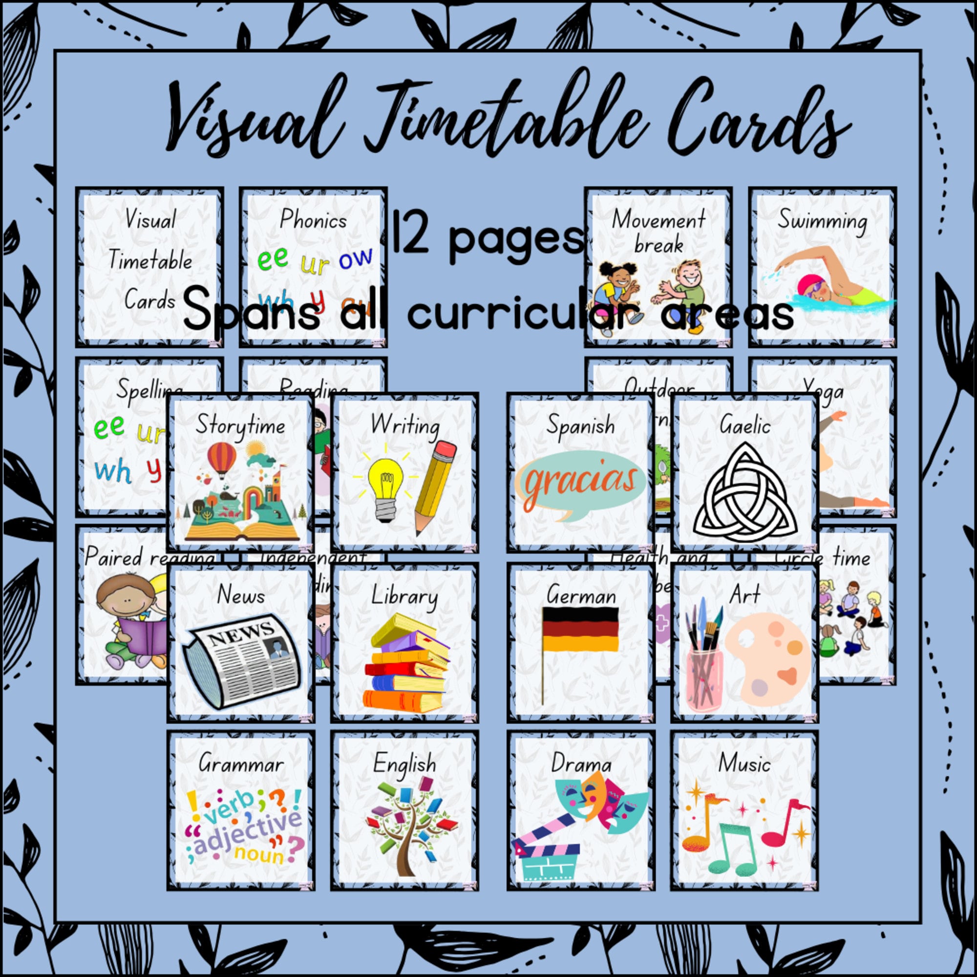 Editable Tropical Visual Timetable Cards | School Schedule | Daily ...