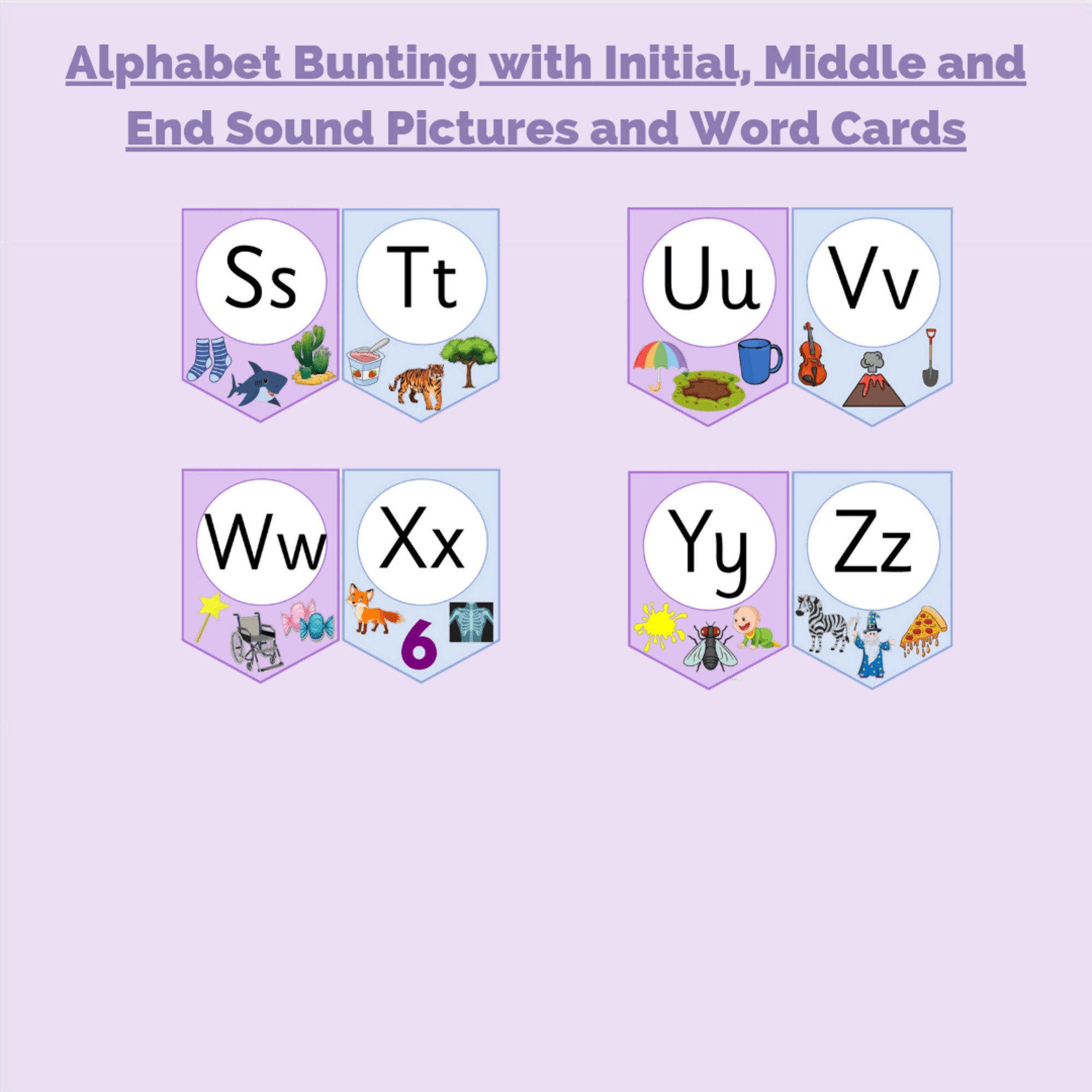 Pastel Alphabet Bunting | First Words | Alphabet Flashcards | - Etsy