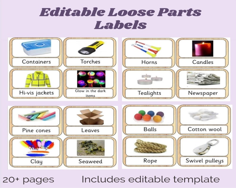 Toy Bin Labels Loose Parts Labels Nursery EYFS Labels - Etsy