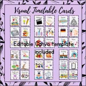 Editable Tropical Visual Timetable Cards | School Schedule | Daily ...