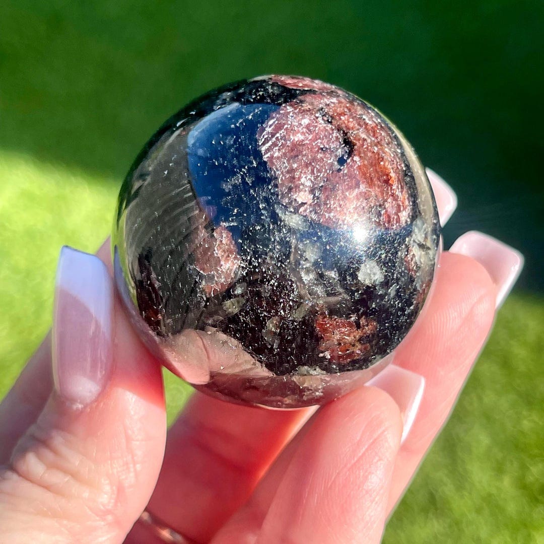 Red Garnet & Astrophyllite Crystal Sphere Gemstone Ball - Etsy