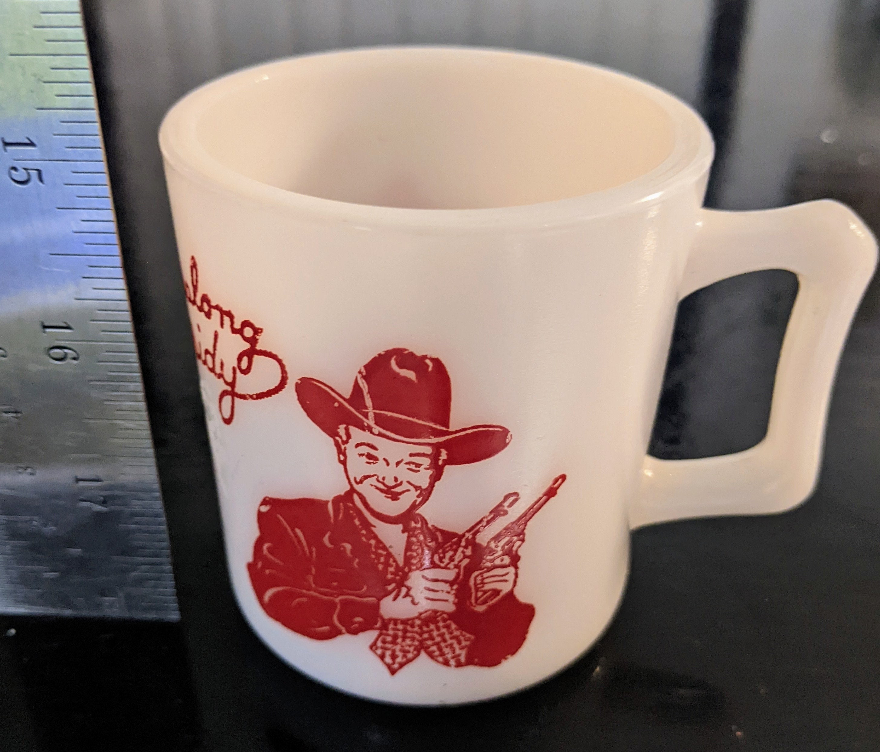 Vintage 1950s Hopalong Cassidy Cowboy Milk Glass Kids Mug With Red ...