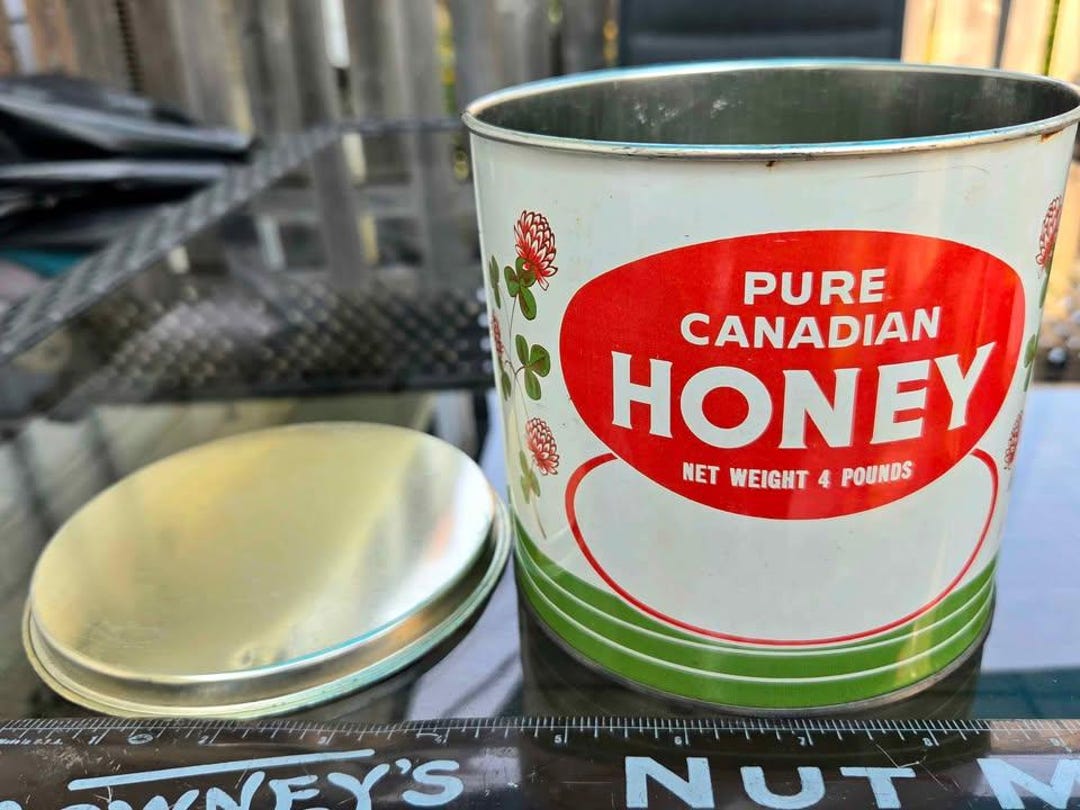 Vintage Empty Pure Canadian Honey Metal Tin Container 4 Lb Canco Canada ...