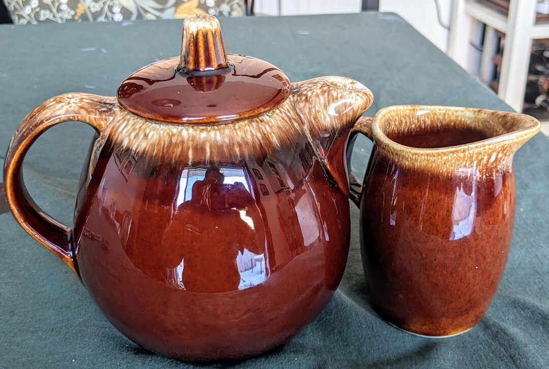 Vintage Hull Pottery Brown Drip Glaze Teapot Oven Proof Pottery USA Tea ...