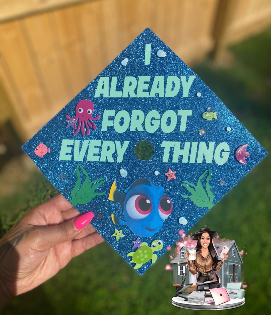 I Already Forgot Everything Dory Graduation Cap Topper - Etsy