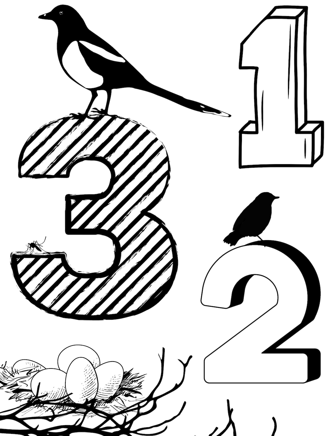 16 Unique Mixed 123 and Animals Coloring Pages, Classroom Numbers and ...