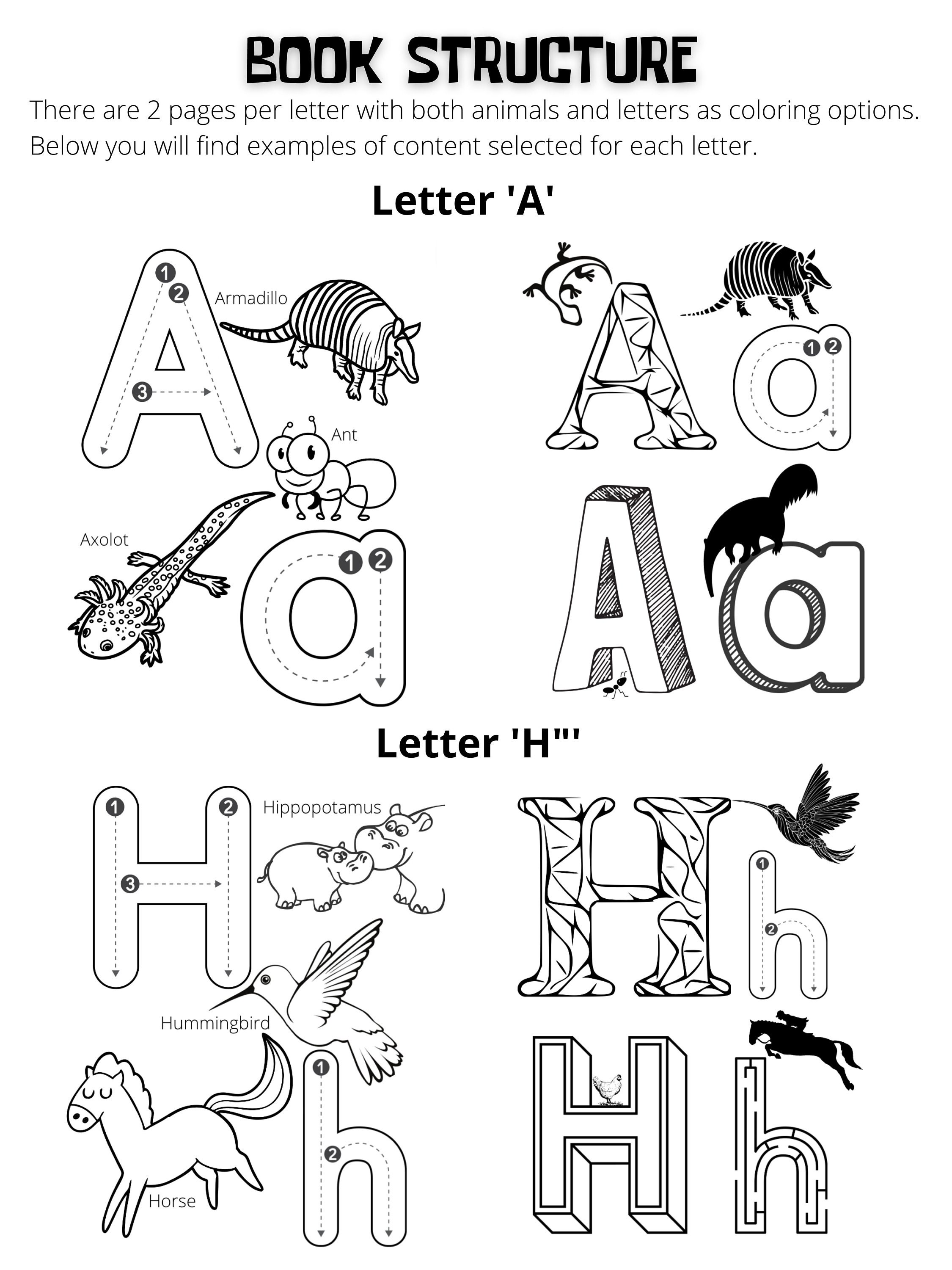 50+ Unique ABC Animals Coloring Pages, My First Alphabet and Animals ...