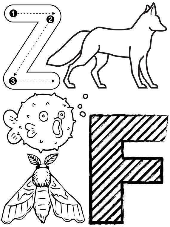 17 Unique Mixed ABC and Animals Coloring Pages Classroom - Etsy