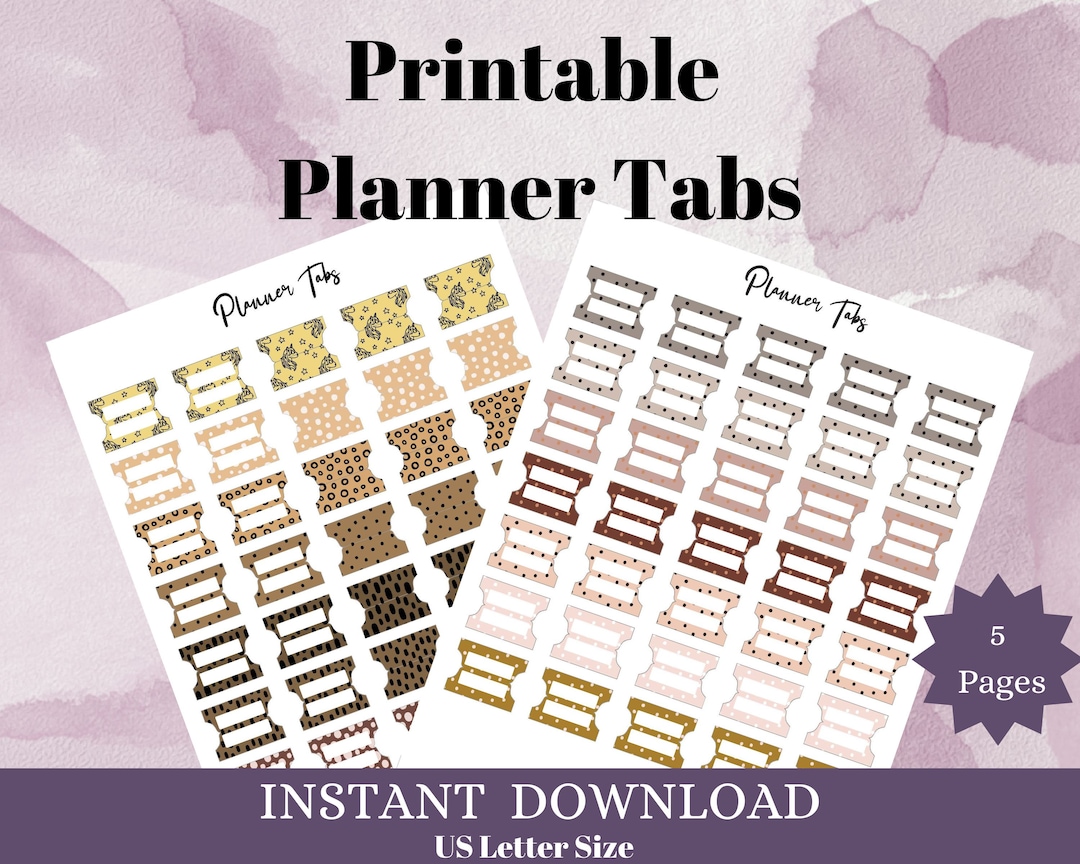 Planner Tab, Printable Folder Tab, Fold Over Tabs, Binder Tabs, in ...