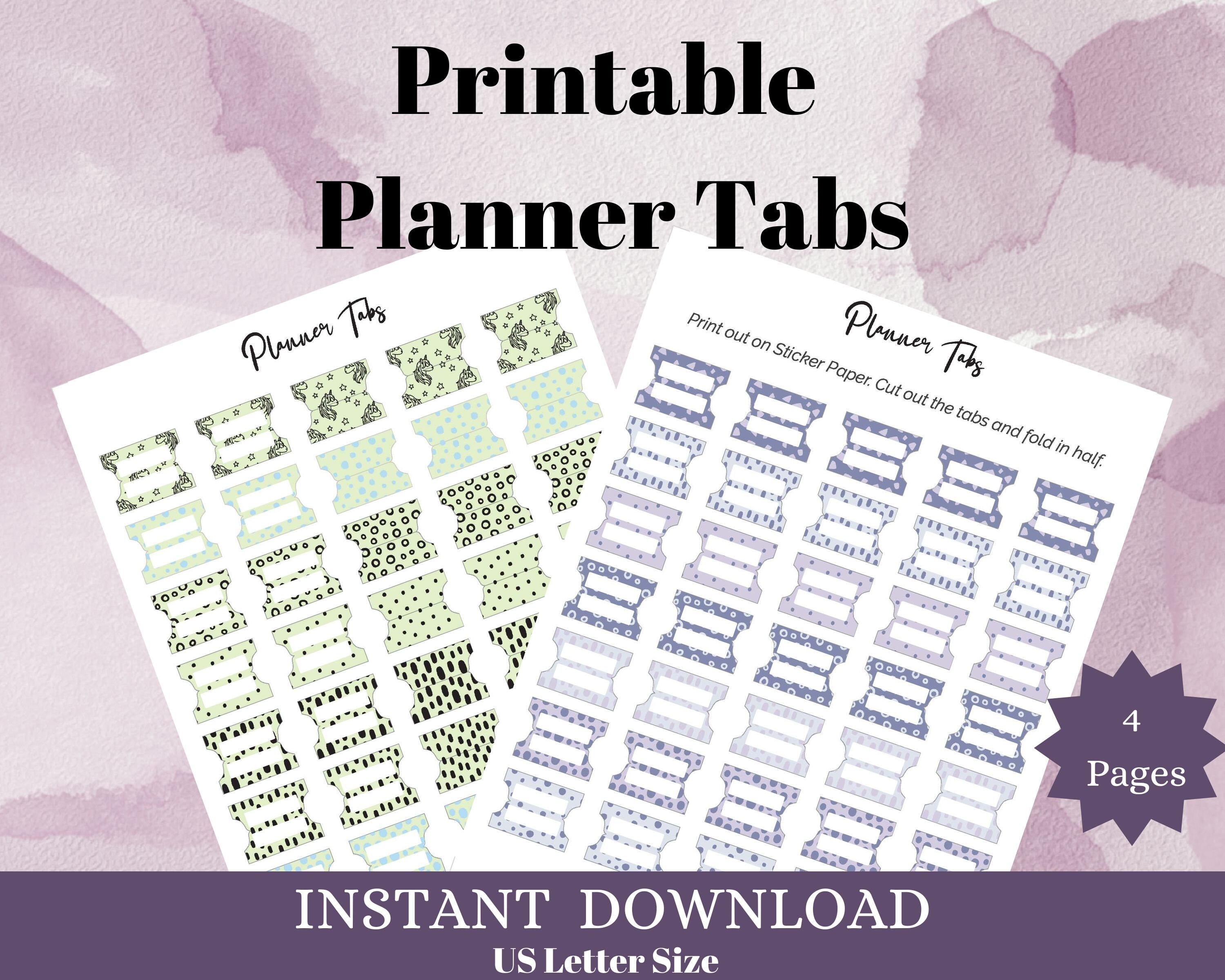 Planner Tab, Printable Folder Tab, Fold Over Tabs, Binder Tabs - Etsy