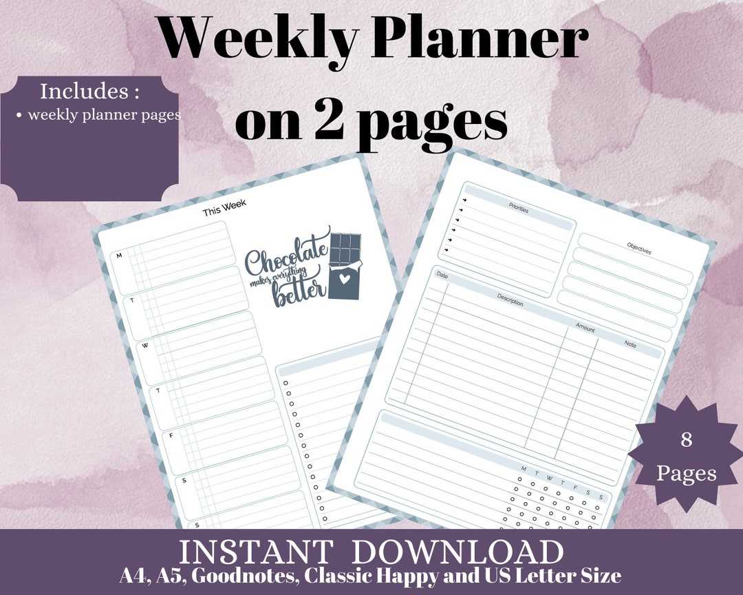 Fun Kitchen Weekly Planner, Weekly Planner, Digital Planner, Undated ...