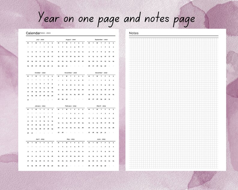 2022-2023 School Calendar Black and White Calendar Kids - Etsy Canada