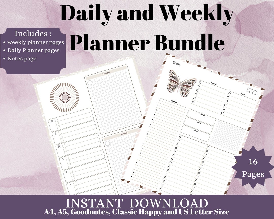 Boho Planners Bundle, Boho Planner, Weekly Planner, Daily Schedule ...