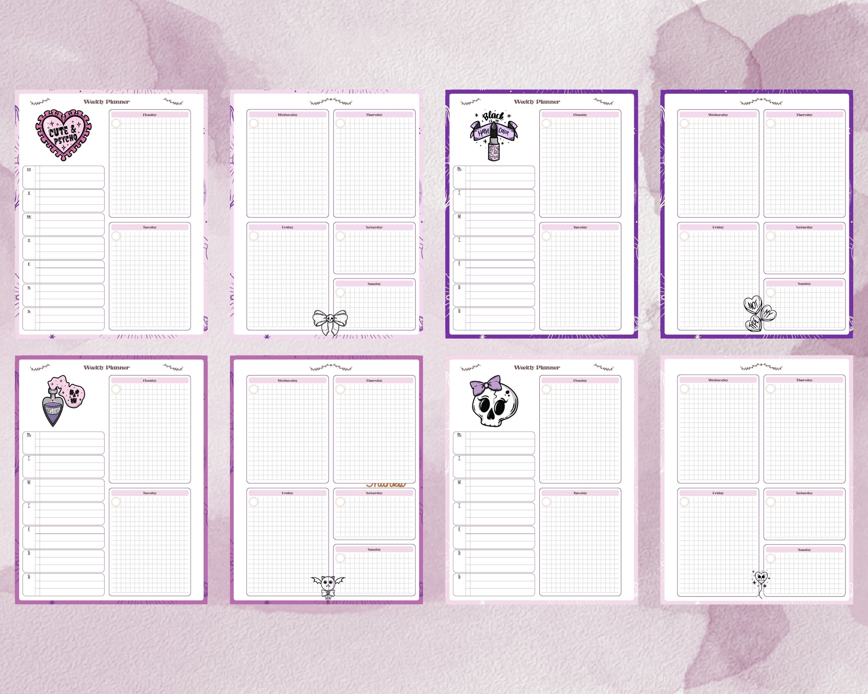 Goth Girl Weekly Planner Weekly Planner Digital Planner - Etsy