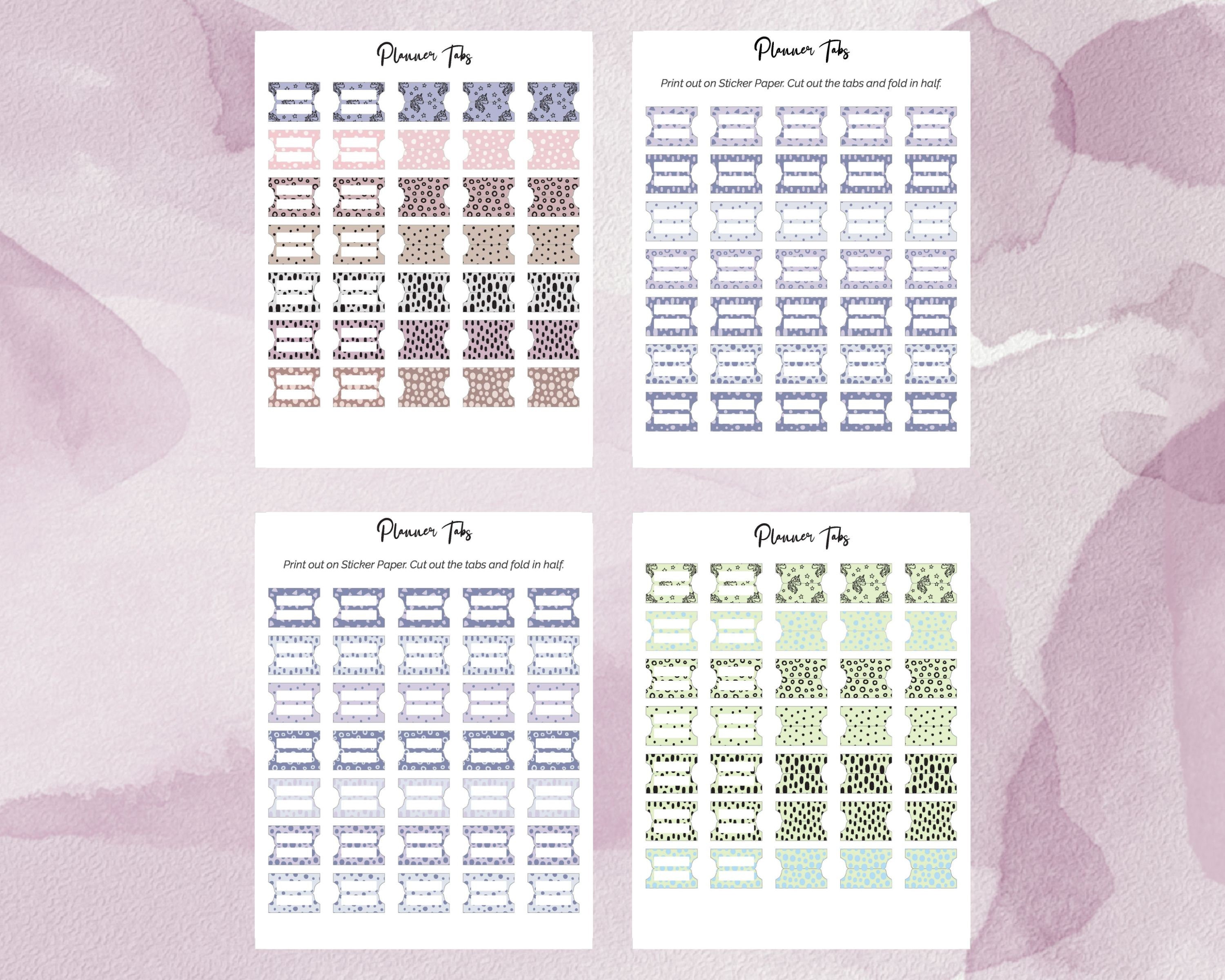 Planner Tab, Printable Folder Tab, Fold Over Tabs, Binder Tabs - Etsy