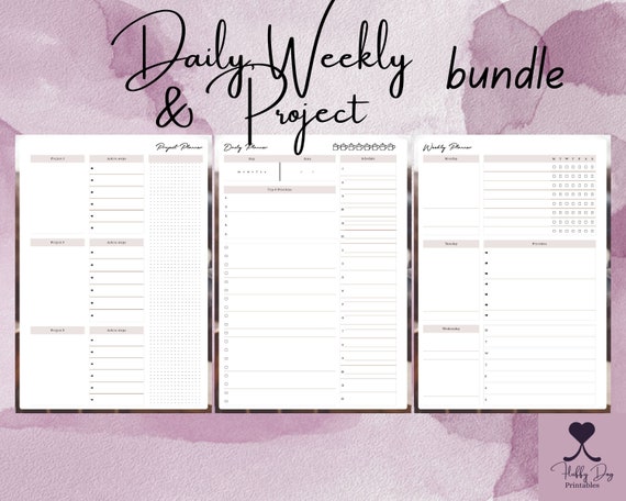 Project Planner Daily and Weekly Journal Pages Productivity - Etsy