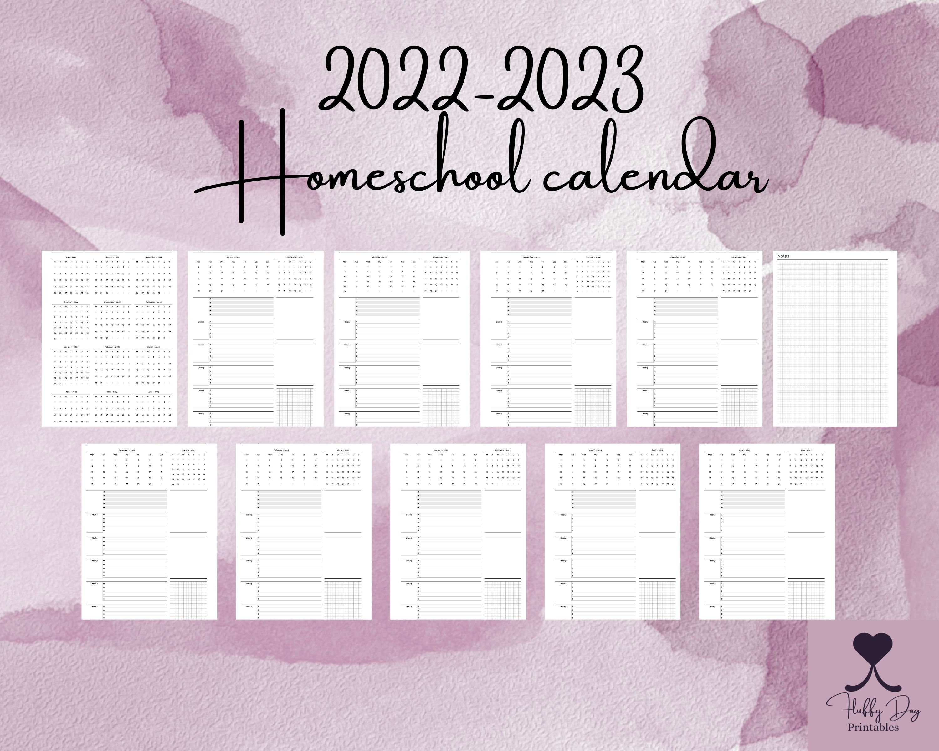 2022-2023 School Calendar Black and White Calendar Kids - Etsy Canada