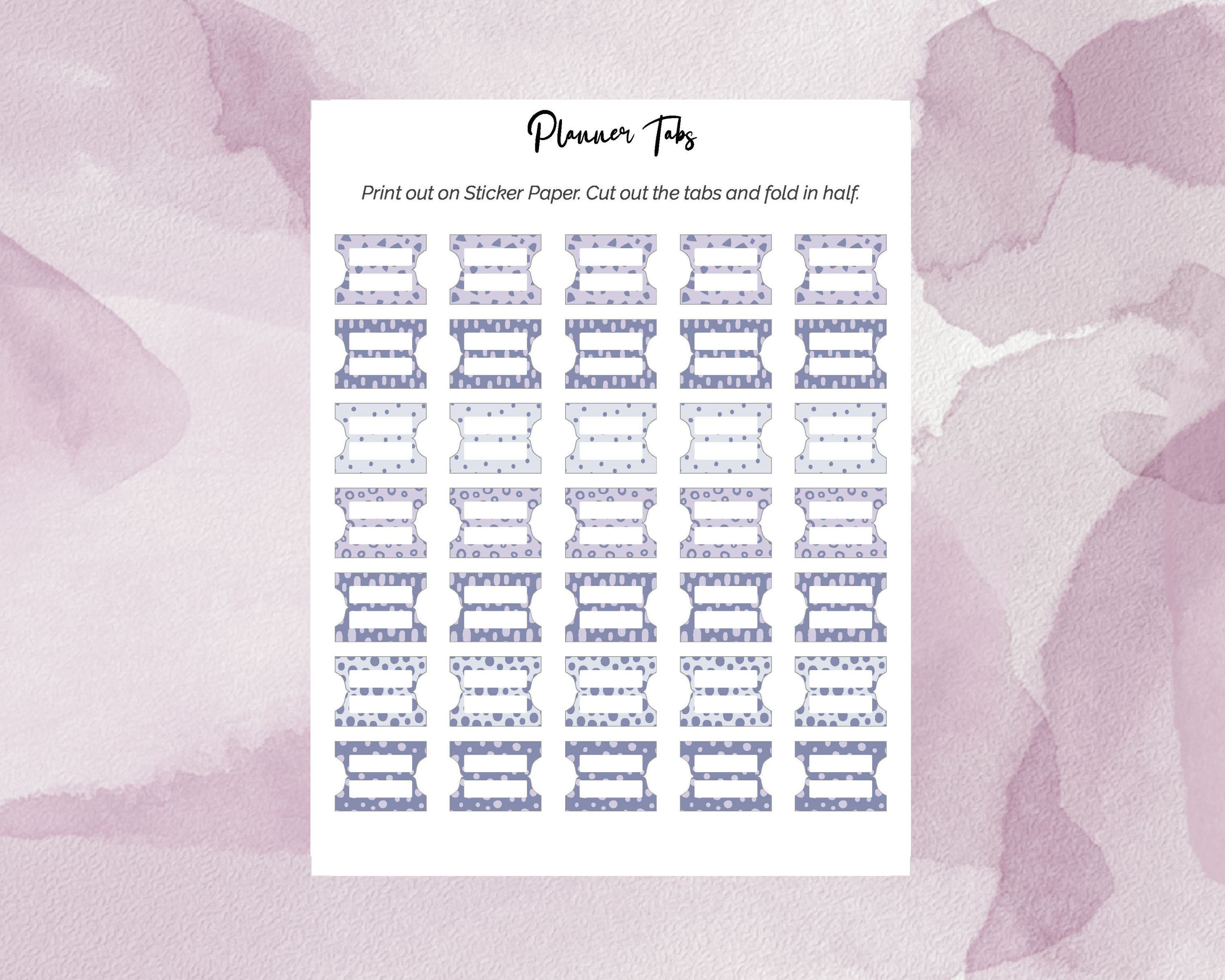Planner Tab, Printable Folder Tab, Fold Over Tabs, Binder Tabs - Etsy
