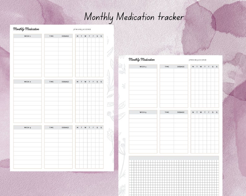 Medication Tracking Bundle ,daily Weekly and Monthly Medication ...